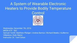 MEEN 475 Final Presentation | PPTX | Wearable Technology | Consumer ...