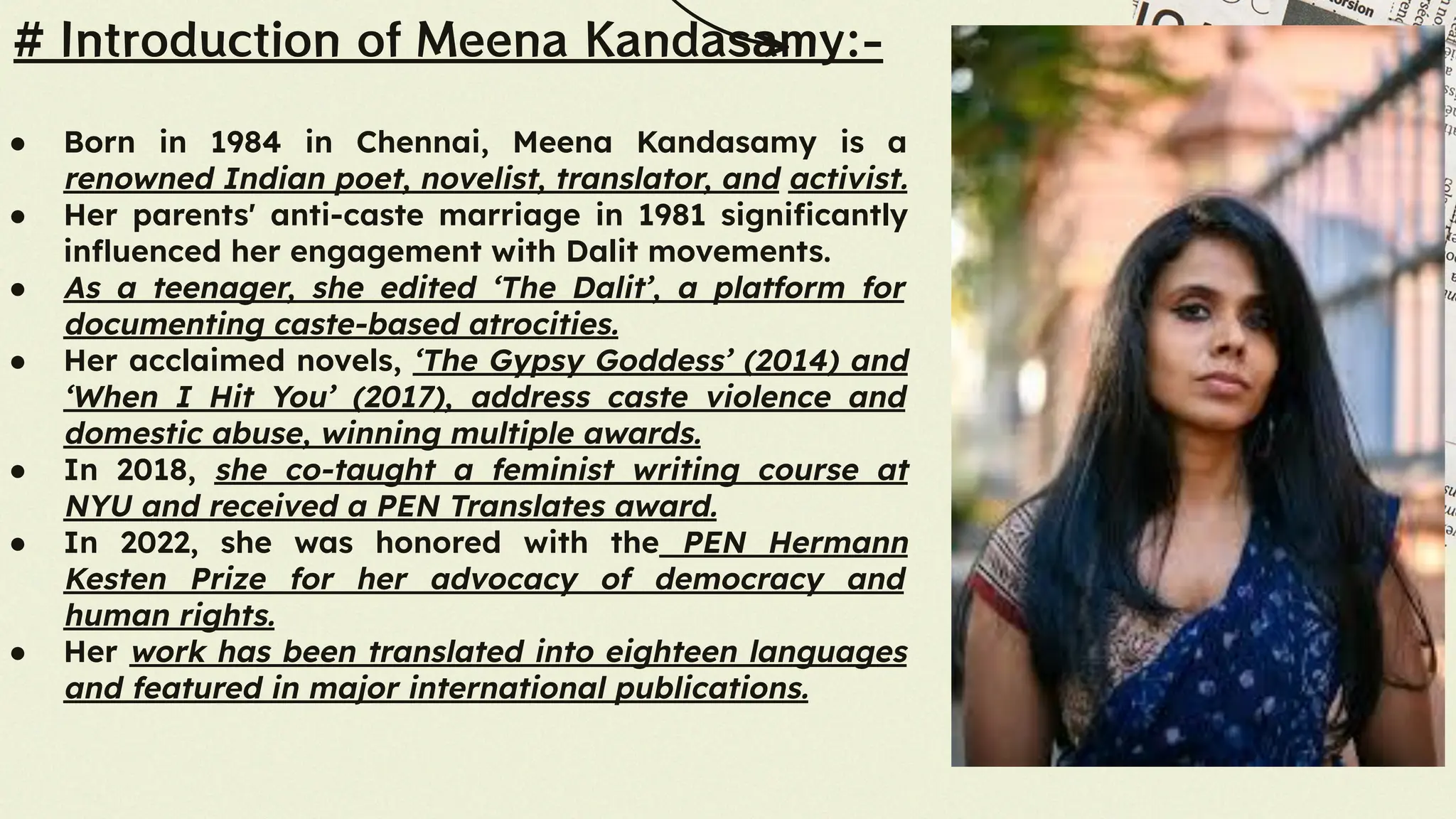 -Meena Kandasamy- Voice of Resistance in 'Eklavyam' and 'One-Eyed'-.pdf | Debated Sensitive ...