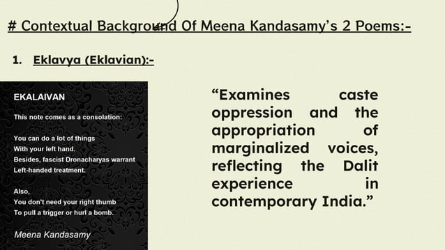 -Meena Kandasamy- Voice of Resistance in 'Eklavyam' and 'One-Eyed'-.pdf ...