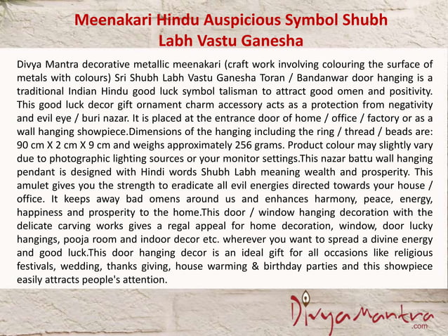 Meenakari hindu auspicious symbol shubh labh vastu ganesha | PPT