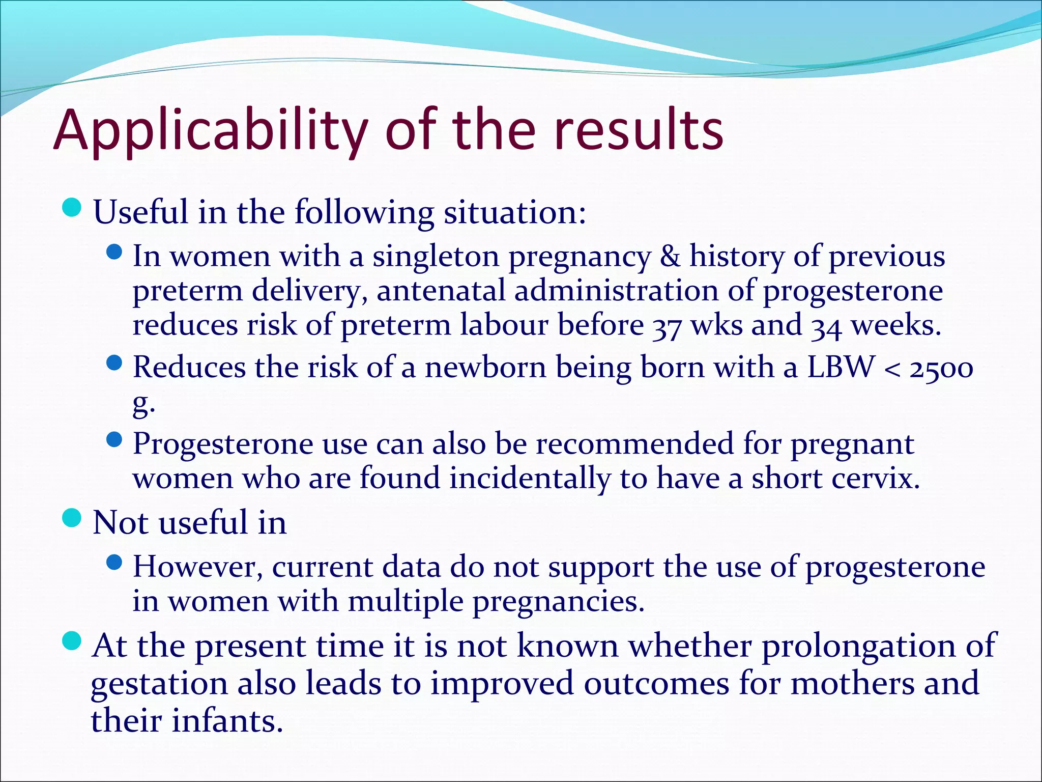 Micronised progesterone in preterm labour | PPT