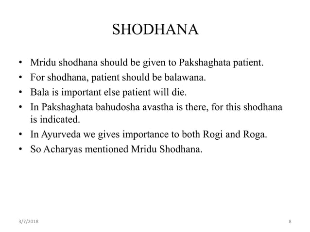 Role of Panchakarma in Pakshaghata | PPTX