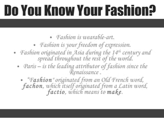 Fashion Power Point | PPT