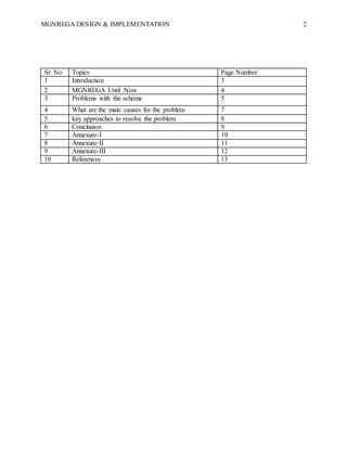 MGNREGA Design and Implementation | DOCX