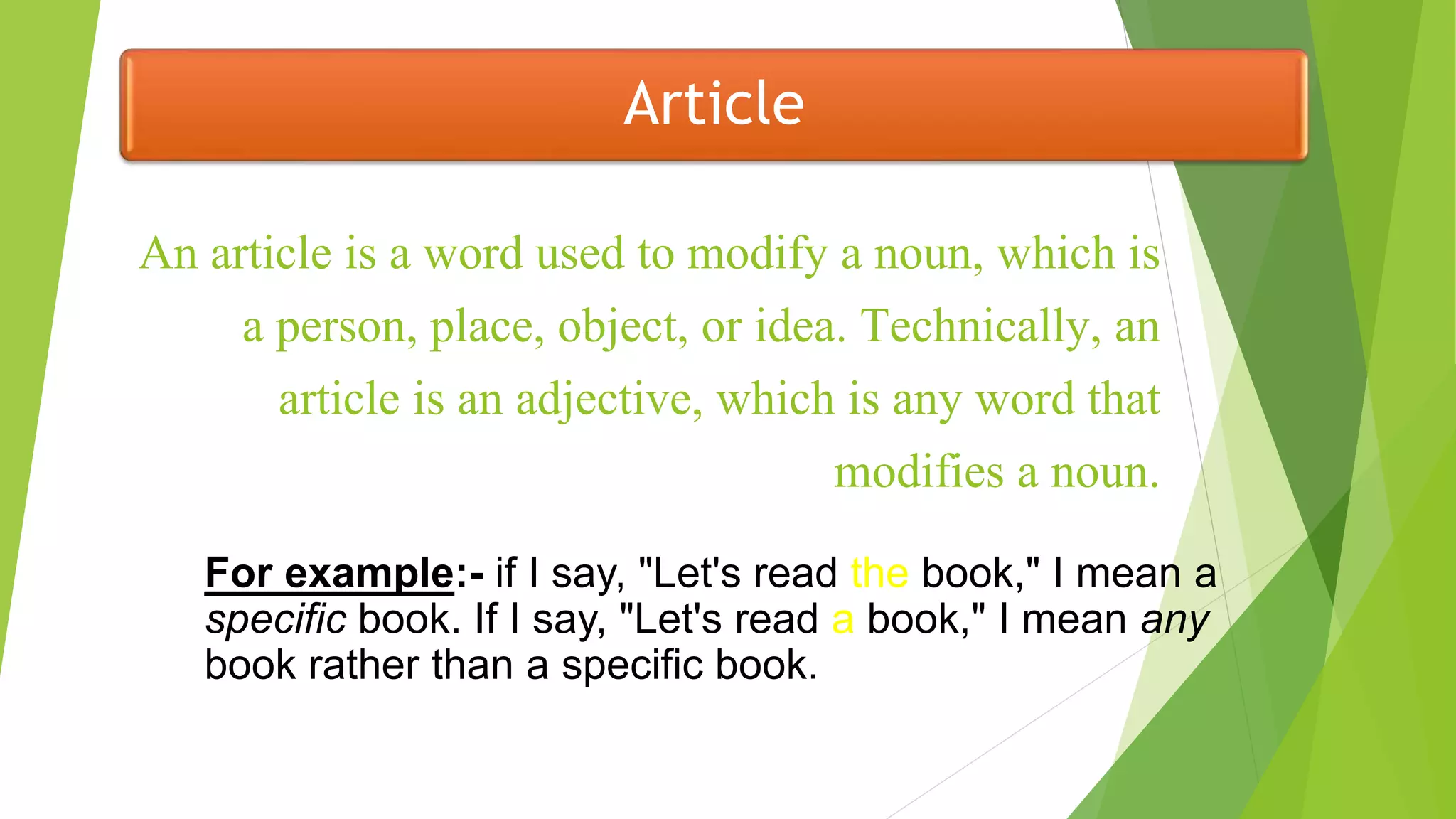 Article in english grammar | PPT