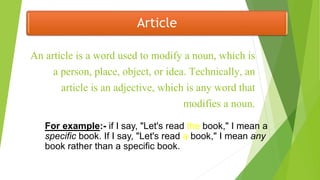 Article in english grammar | PPT