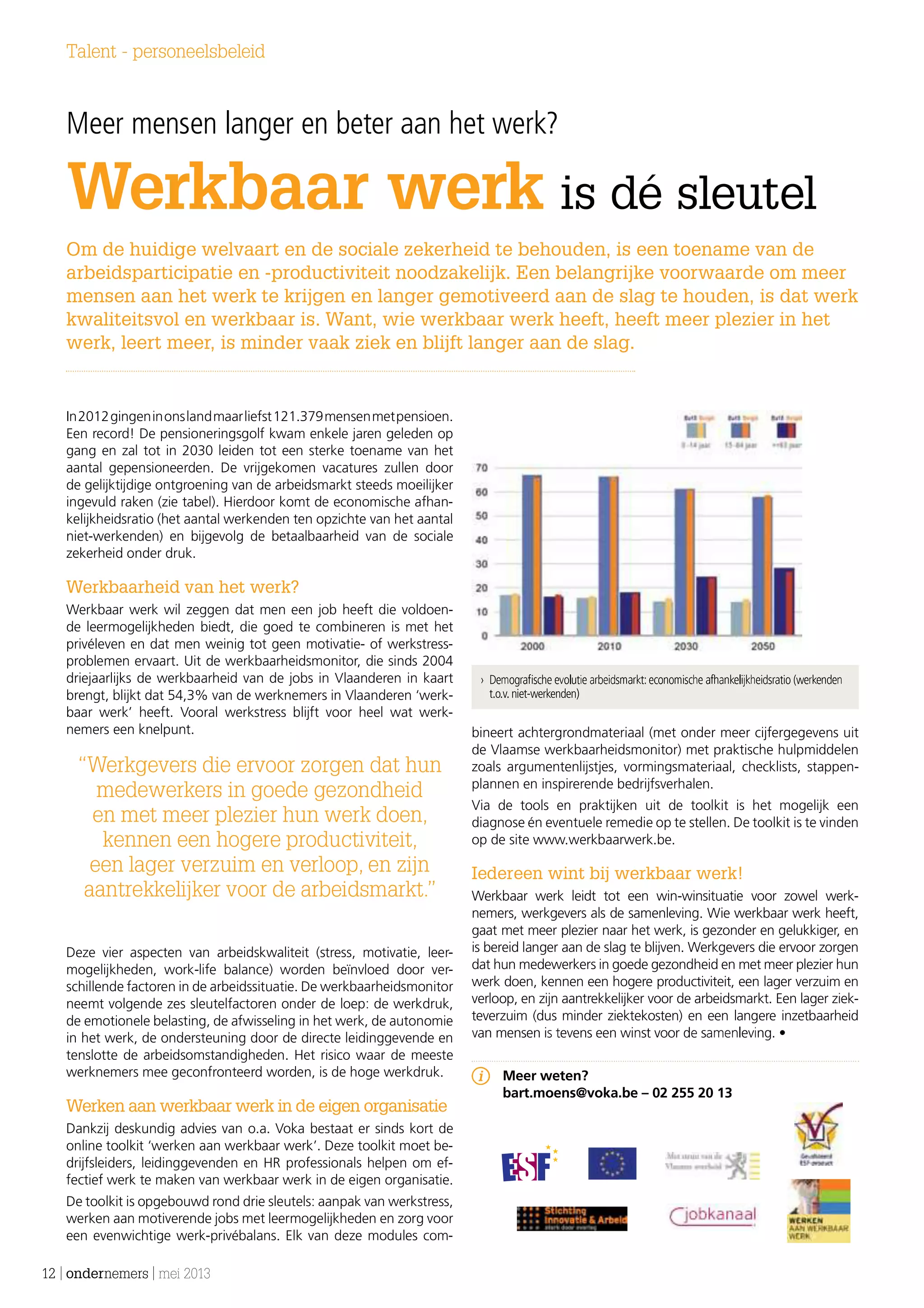 Meer mensen langer en beter aan het werk? Werkbaar werk is dé sleutel ...