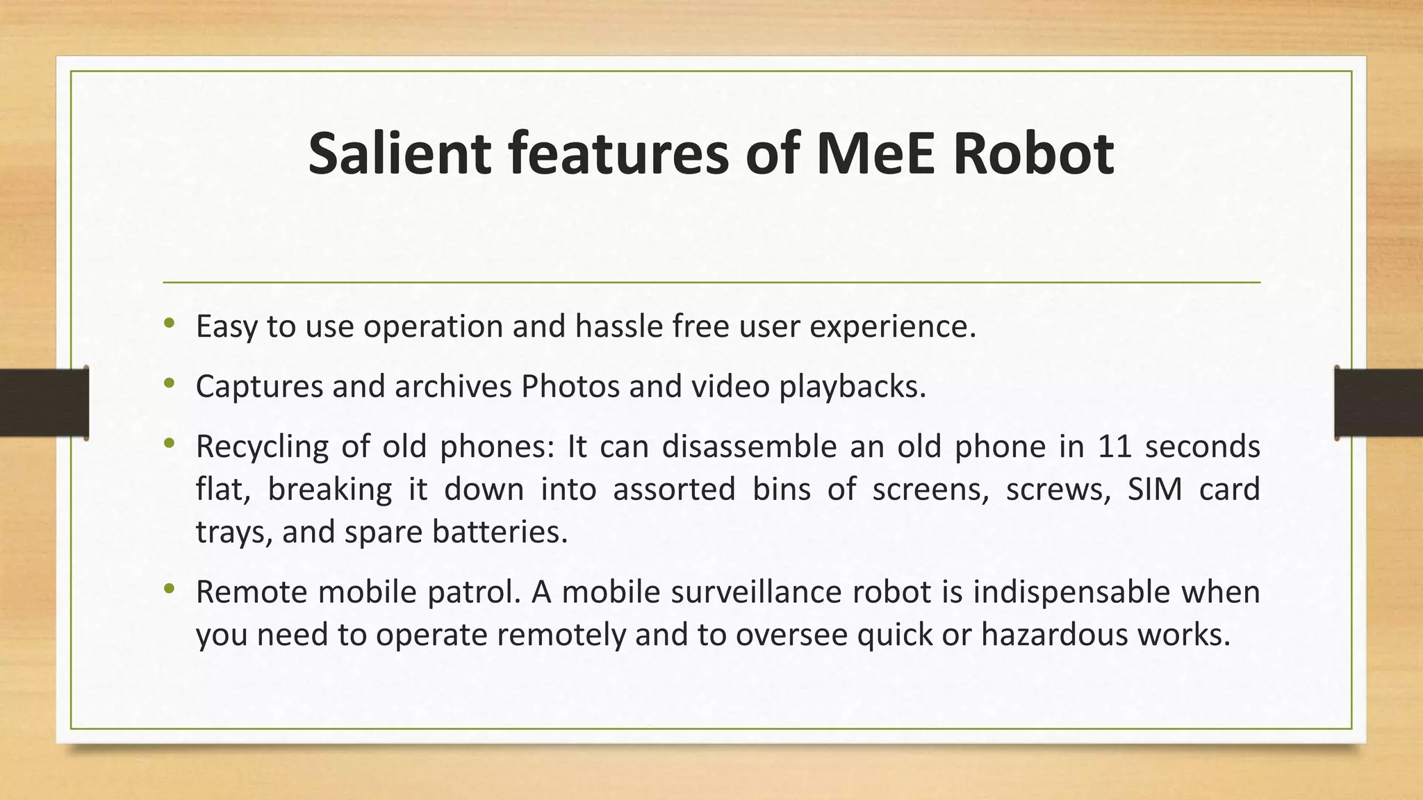 Mee Robot, Mee mobile surveillance robot :oamnetworks | PPT