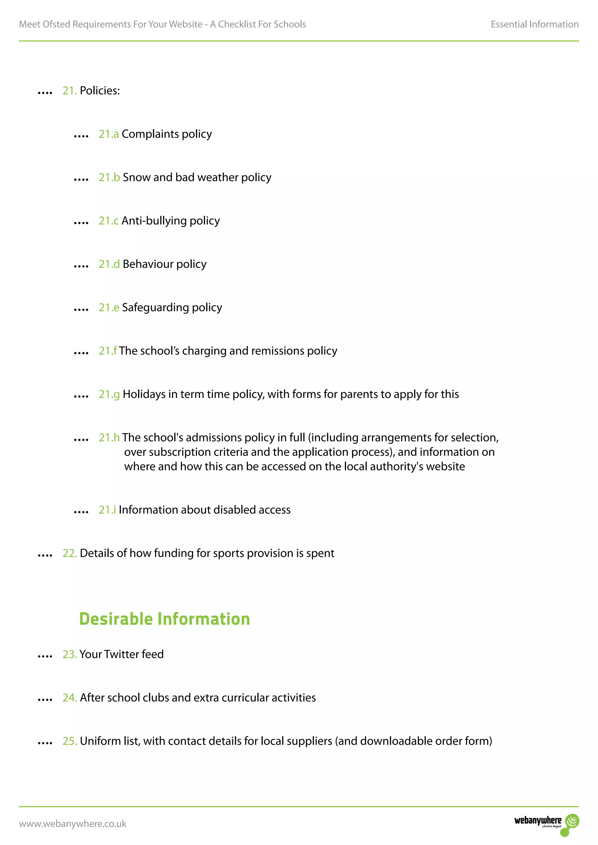 Meet Ofsted Requirements For Your Website: A Checklist For Schools | PDF