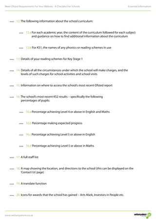 Meet Ofsted Requirements For Your Website: A Checklist For Schools | PDF