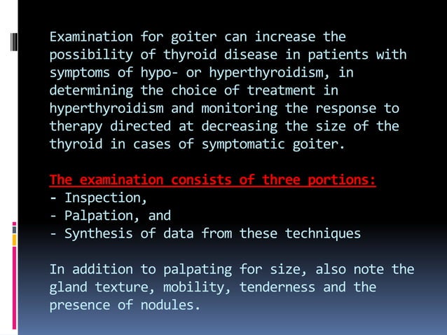 Examination of thyroid gland | PPTX | Thyroid Disorders | Endocrine and ...