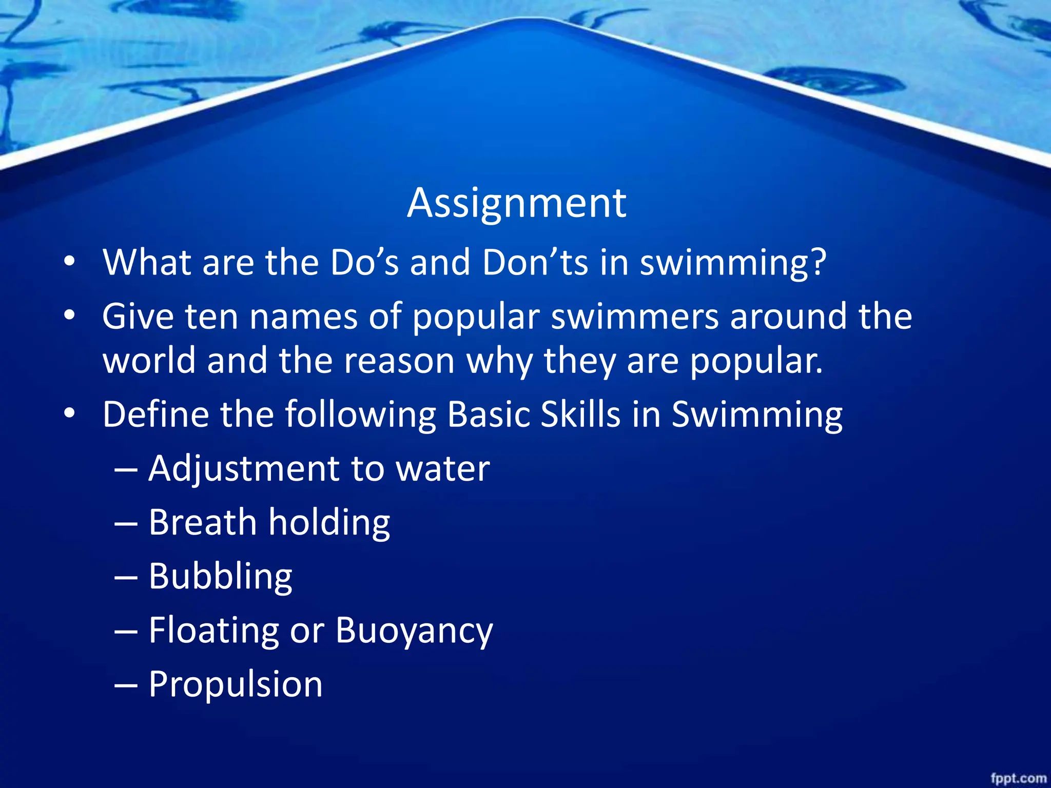 Power point presentation in swimming…….. | PPTX | Swimming | Sports