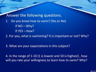 Power point presentation in swimming…….. | PPTX