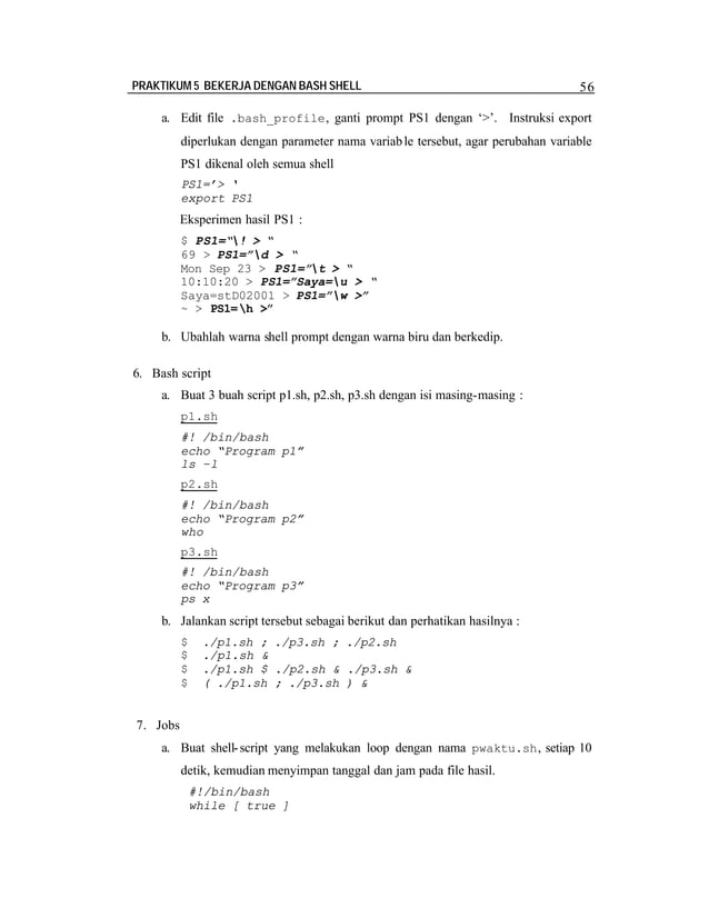 Meeting 8-practice5 a-working with bash shell-b-modul | PDF