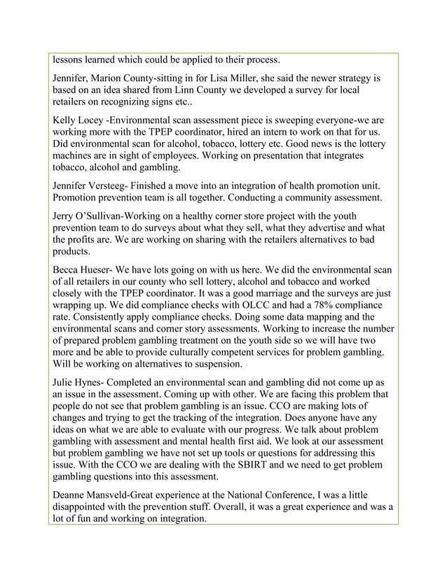 Oregon Problem Gambling Services - Monthly PG Prevention Connect ...