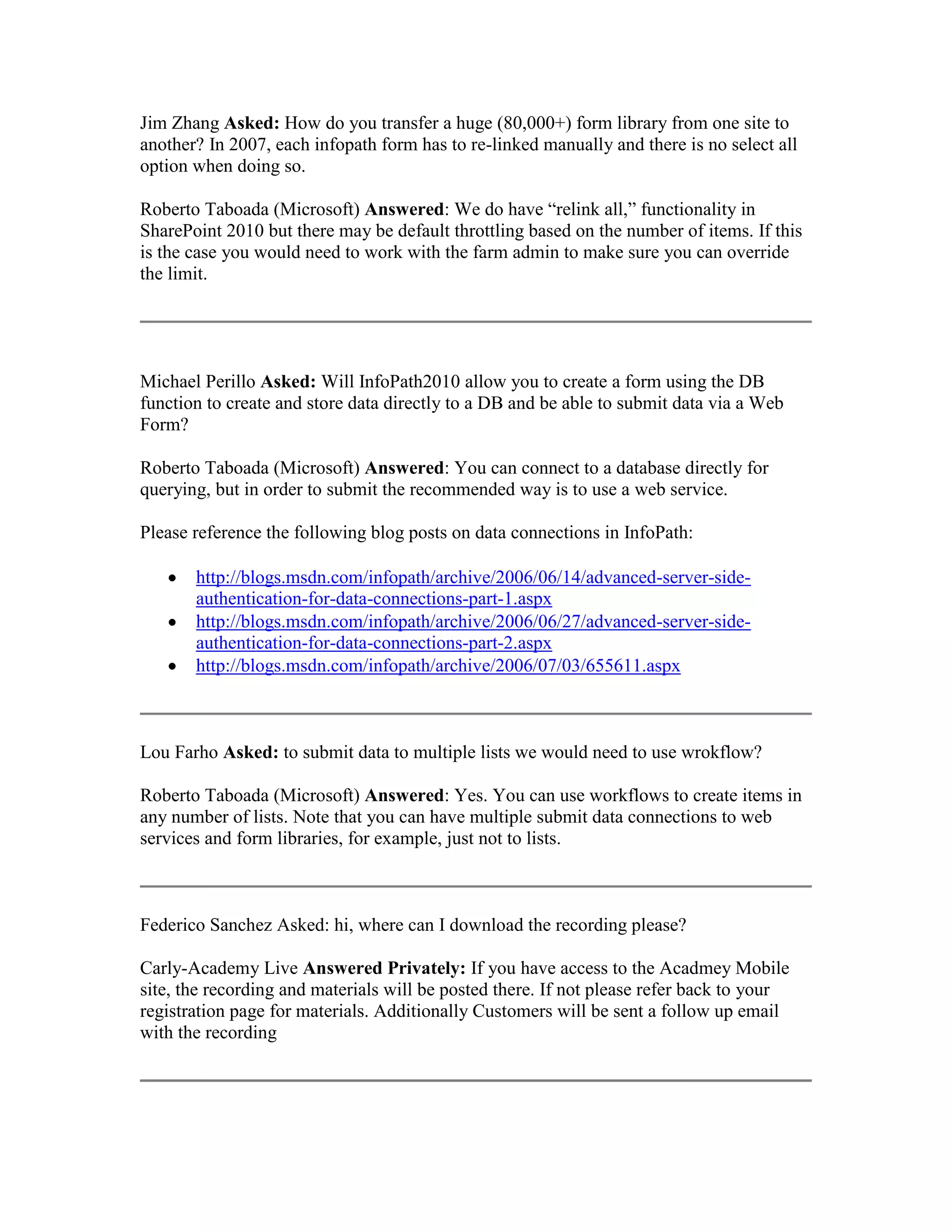 Meeting Questions and Answers: | DOCX