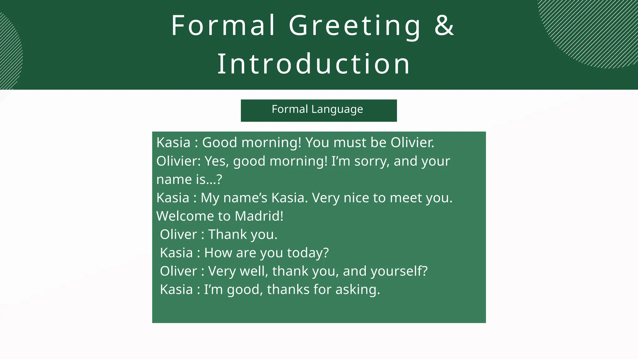 Greetings and Introduction - Speaking Class | PPTX