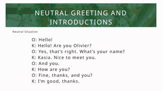 Greetings and Introduction - Speaking Class | PPTX | Dating | Family ...