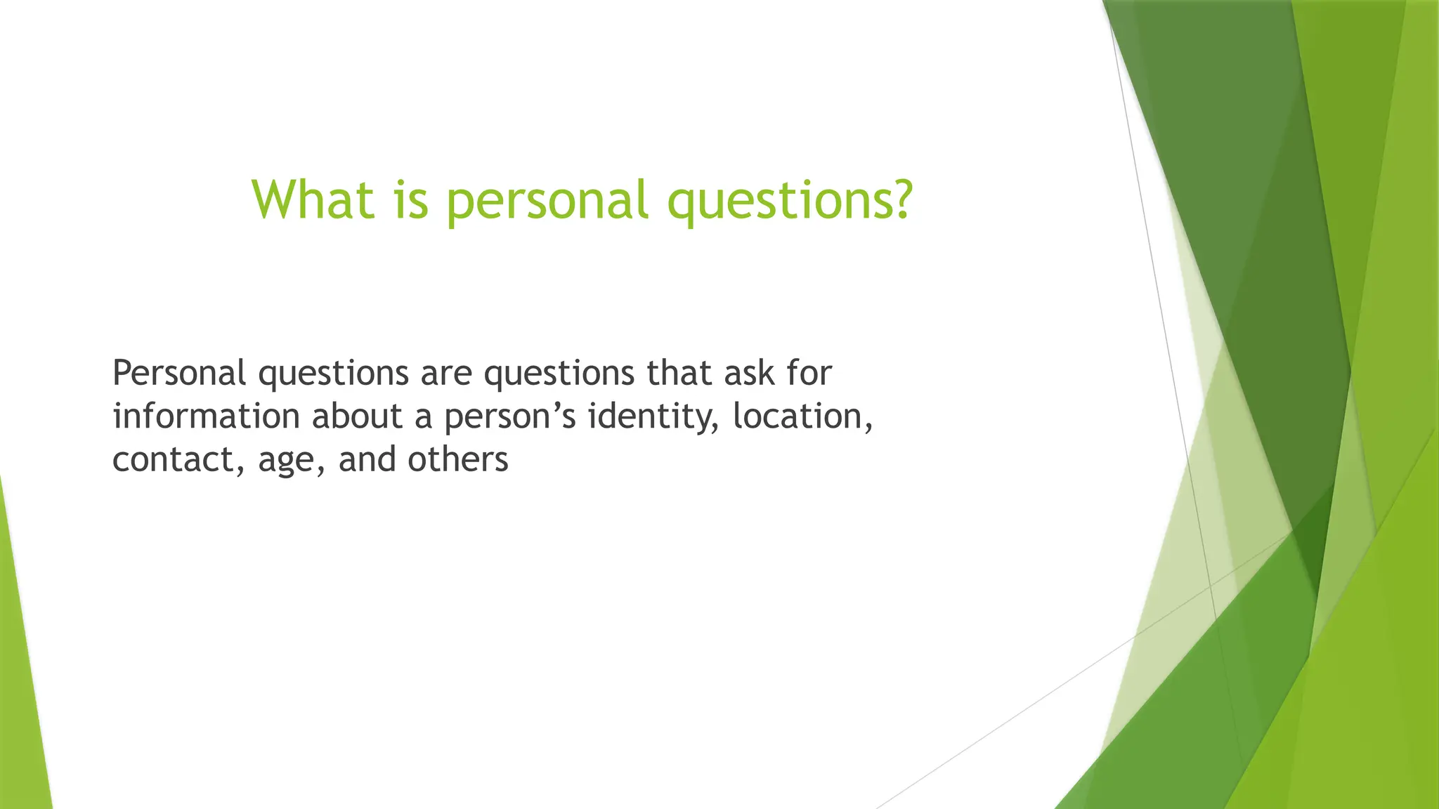 Greetings and Personal Questions in English | PPT