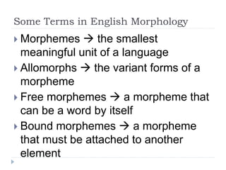 Some terms in English morphology | PPTX | Geology | Science