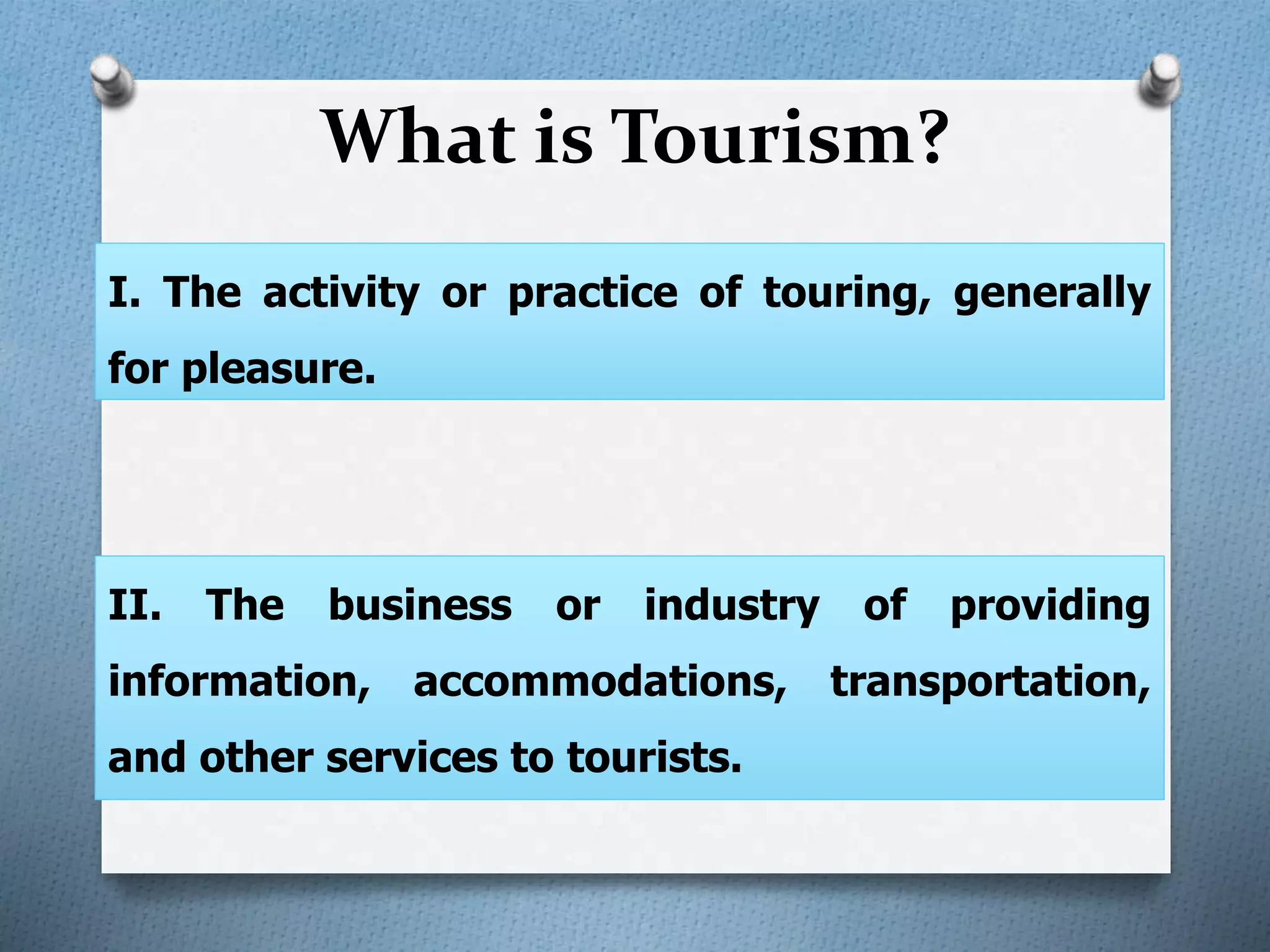 TOURISM OBJECT - LEARNING MATERIAL | PPTX