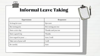 greetings and leave taking in english conversation | PDF