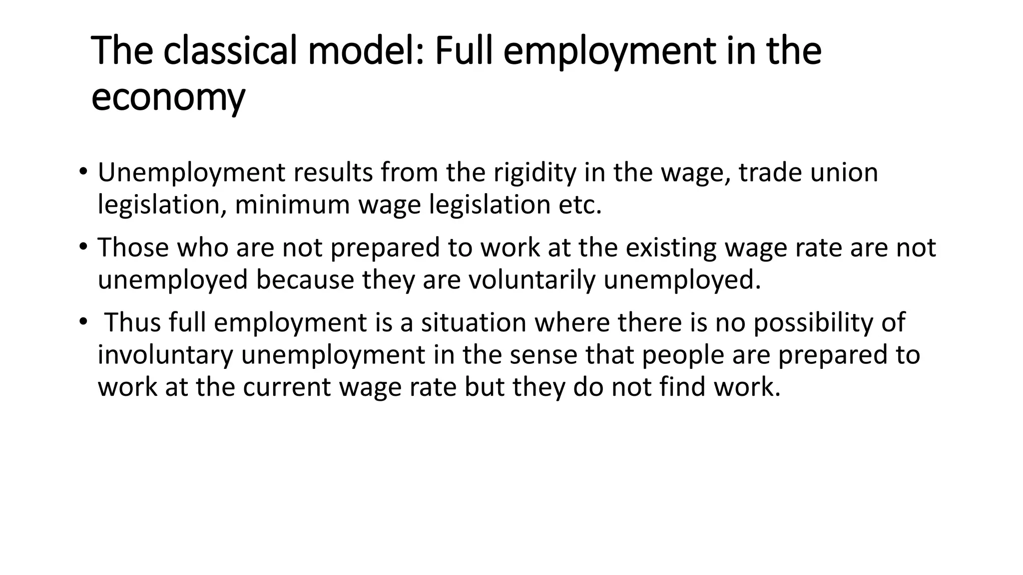 Meeting 7 - Classic Model of Unemployment (Macroeconomics) | PPTX