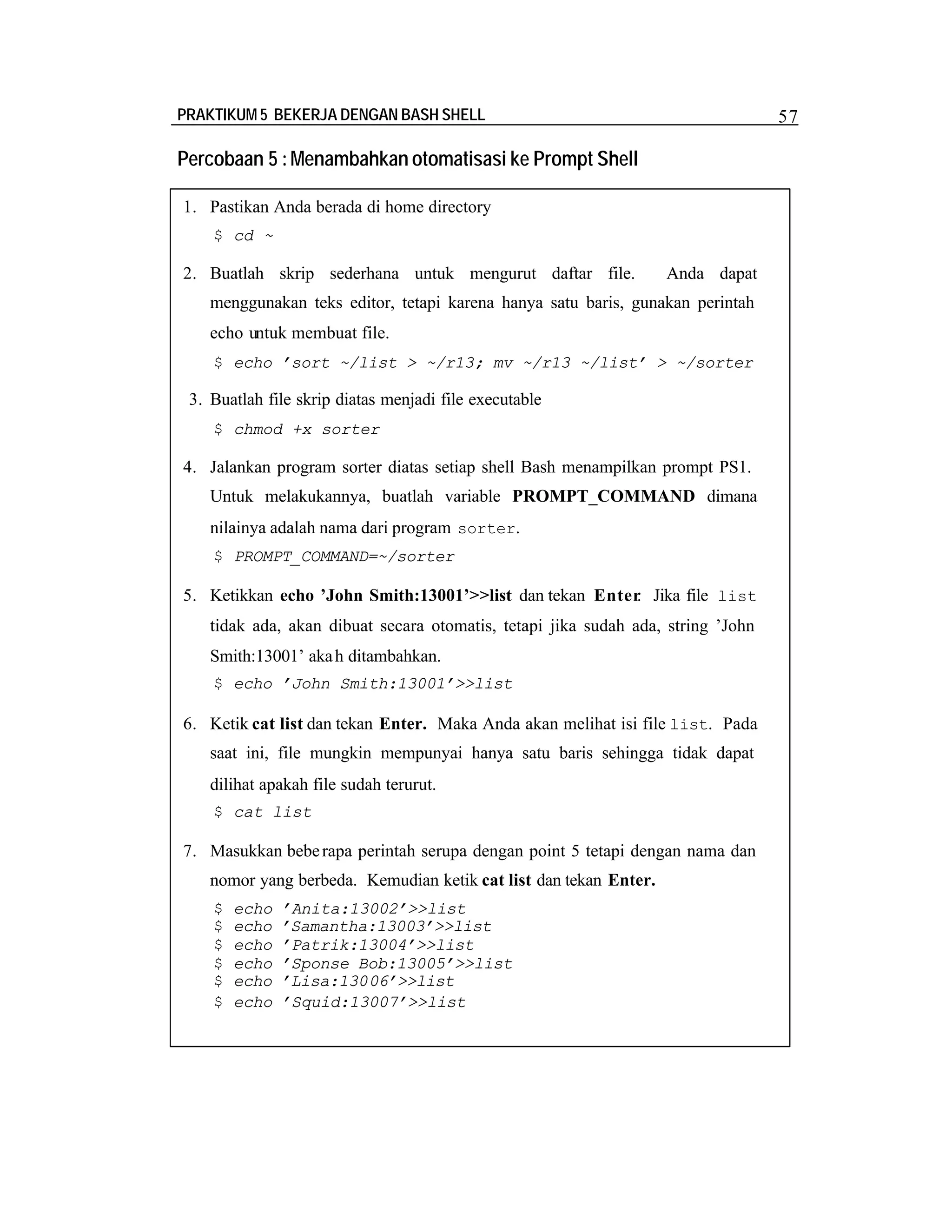 Meeting7 working with bash shell - a-modul | PDF