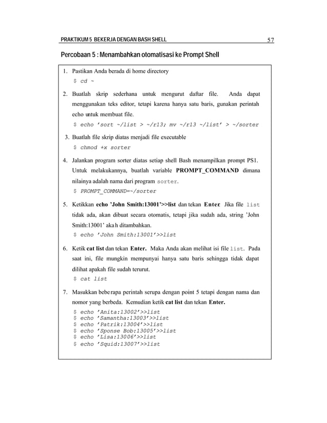 Meeting7 working with bash shell - a-modul | PDF