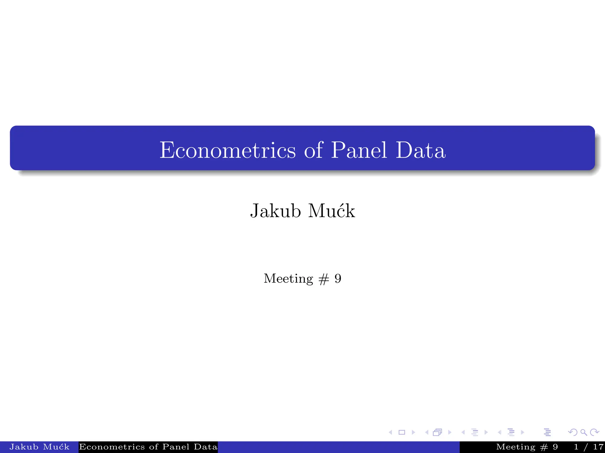 Econometrics of panel data - a presentation | PDF