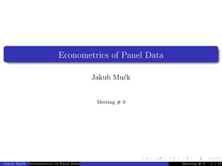 Econometrics of panel data - a presentation | PDF