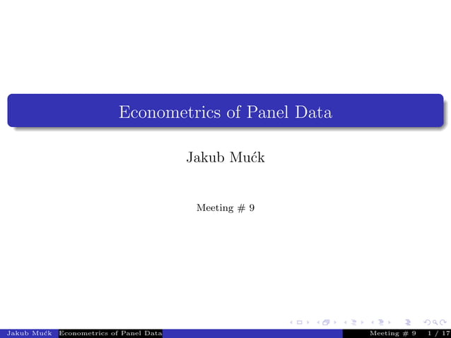 Econometrics of panel data - a presentation | PDF