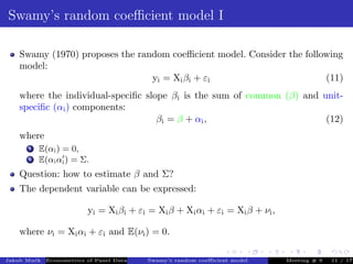 Econometrics of panel data - a presentation | PDF