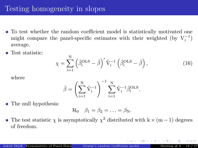 Econometrics of panel data - a presentation | PDF
