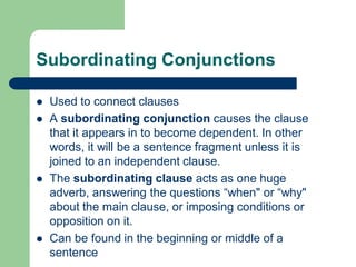 part of speech - a material of Conjunctions | PPT