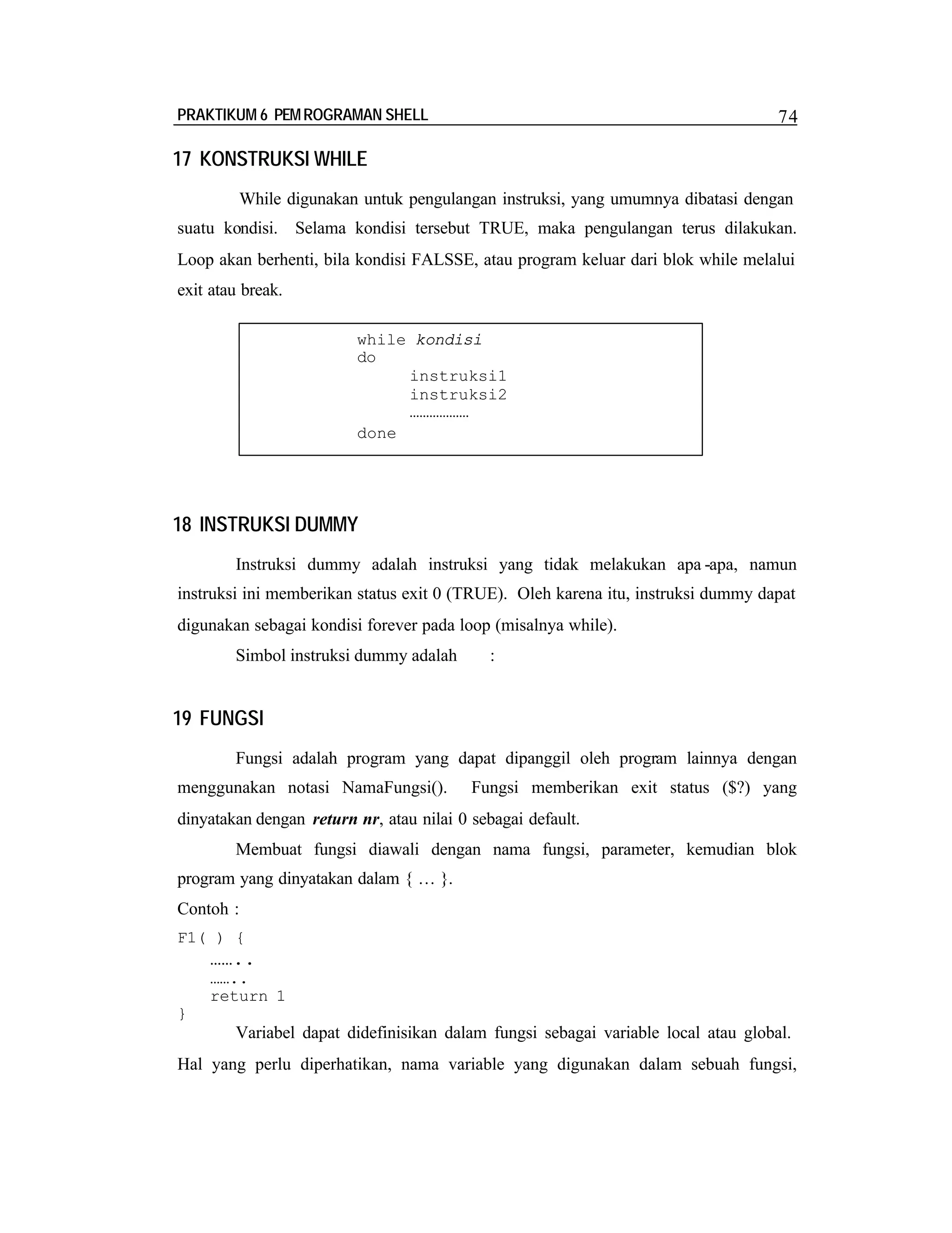 Meeting 9 pemrograman shell - a | PDF