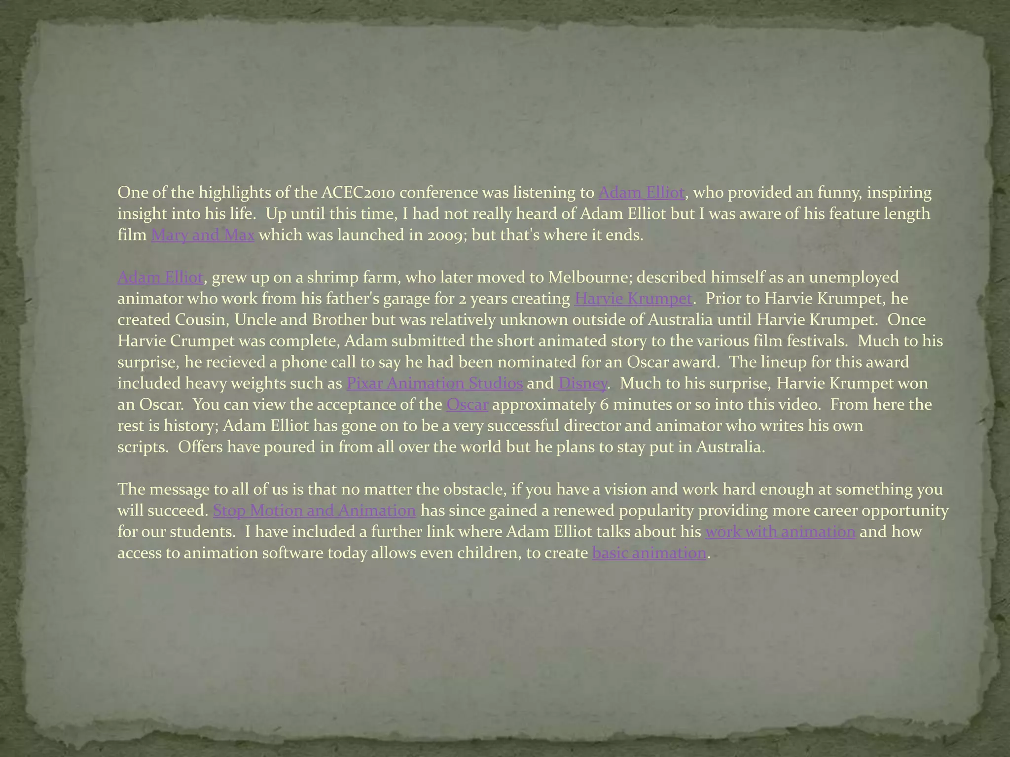 Meeting adam elliot | PPT