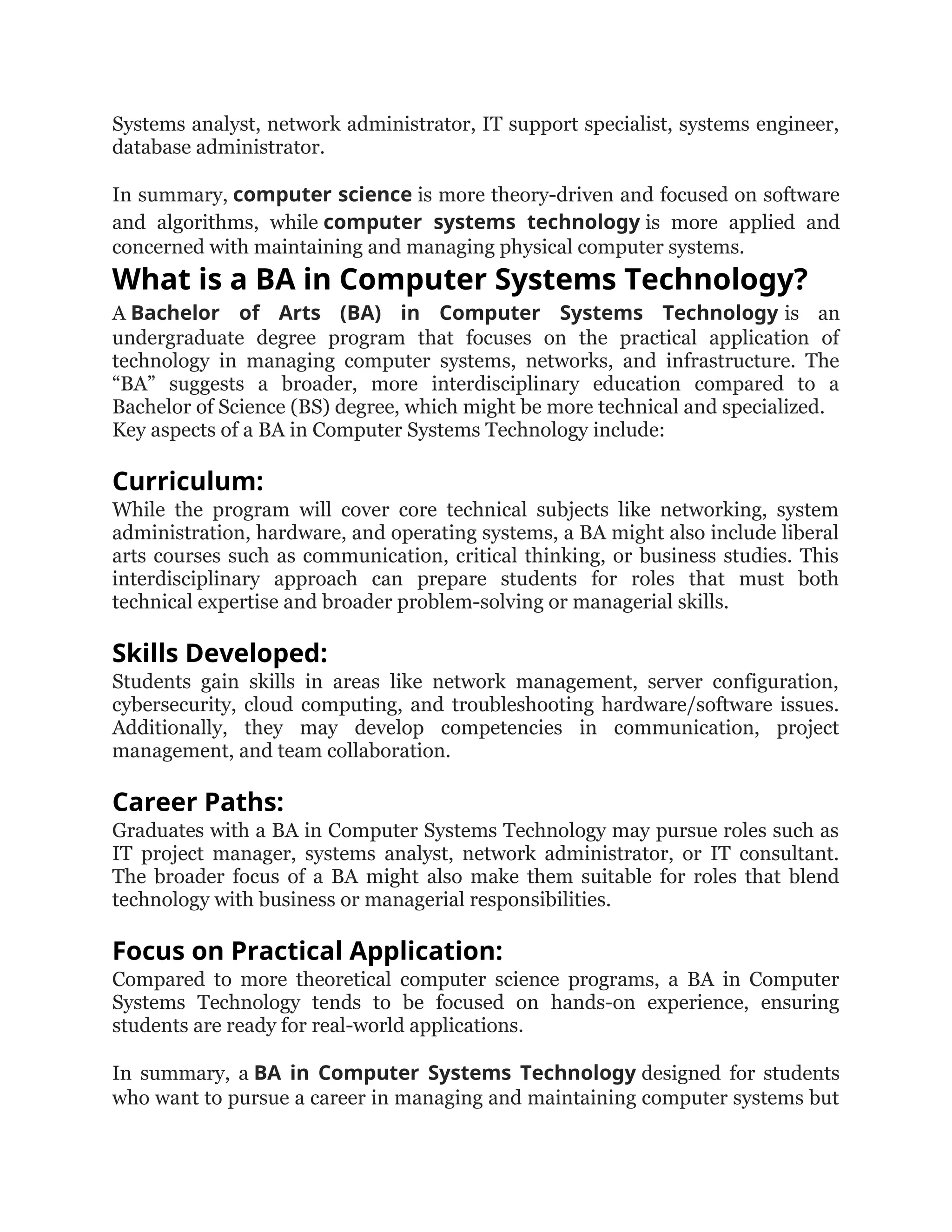 Computer Systems Technology: Paving the Way for Digital Future | DOCX