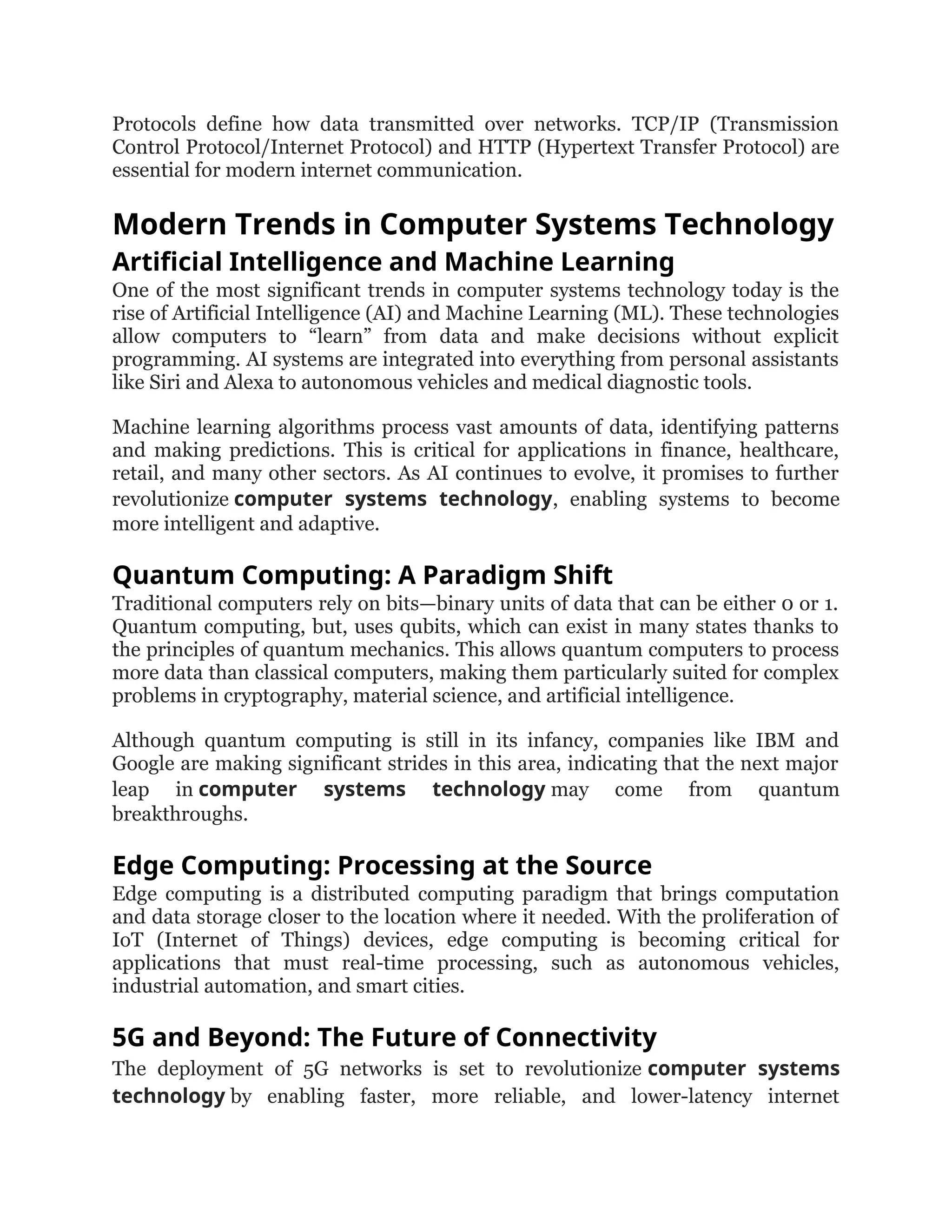 Computer Systems Technology: Paving the Way for Digital Future | DOCX