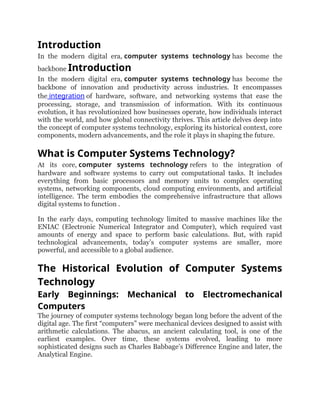 Computer Systems Technology: Paving the Way for Digital Future | DOCX