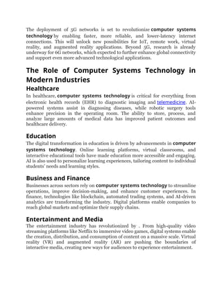 Computer Systems Technology: Paving the Way for Digital Future | DOCX