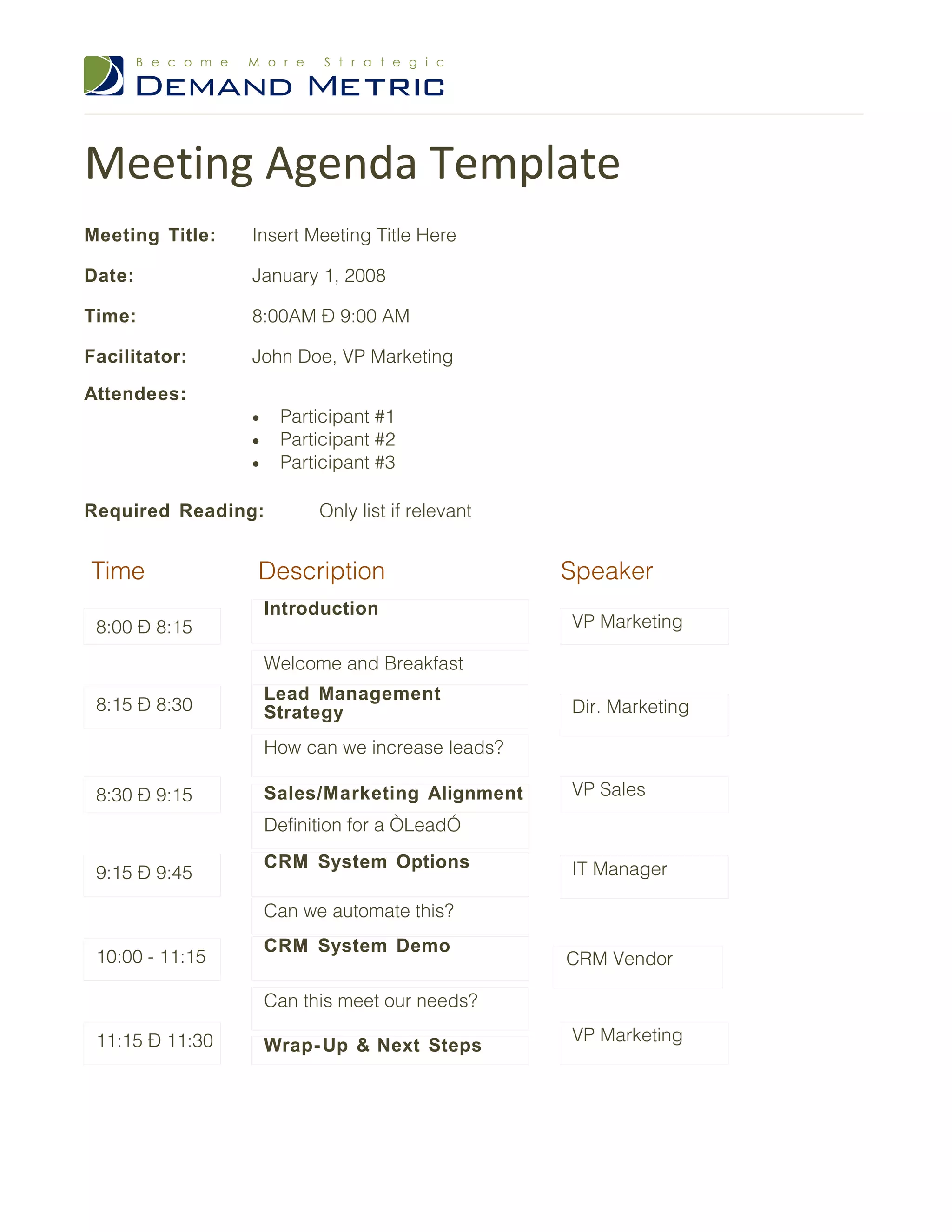 Meeting Agenda Template | DOC