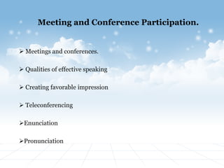 Meeting and conference participation | PPT