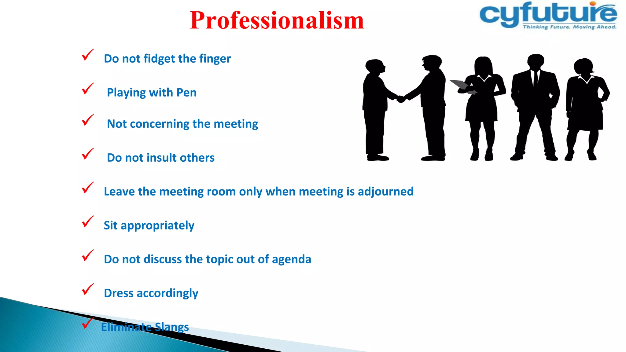 Meeting etiquette cy,Business meeting ,how to deal with client, | PPT