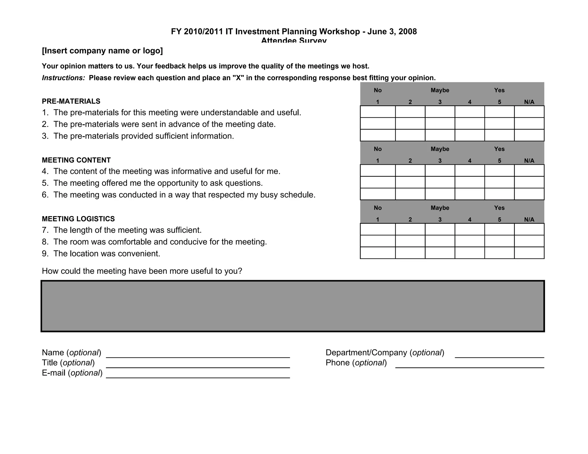 Meeting evaluation form | PPT