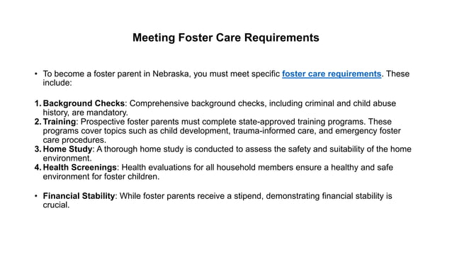 Meeting Foster Care Requirements Preparing for the Responsibilities of ...
