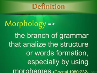 definition of morphology and word | PPTX | Geology | Science