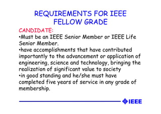 IEEE Membership, promotion to Senior and Fellow members | PDF
