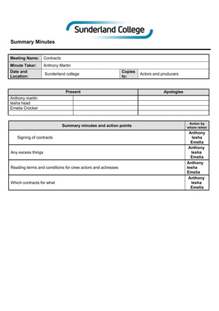 Meeting minutes template | DOC