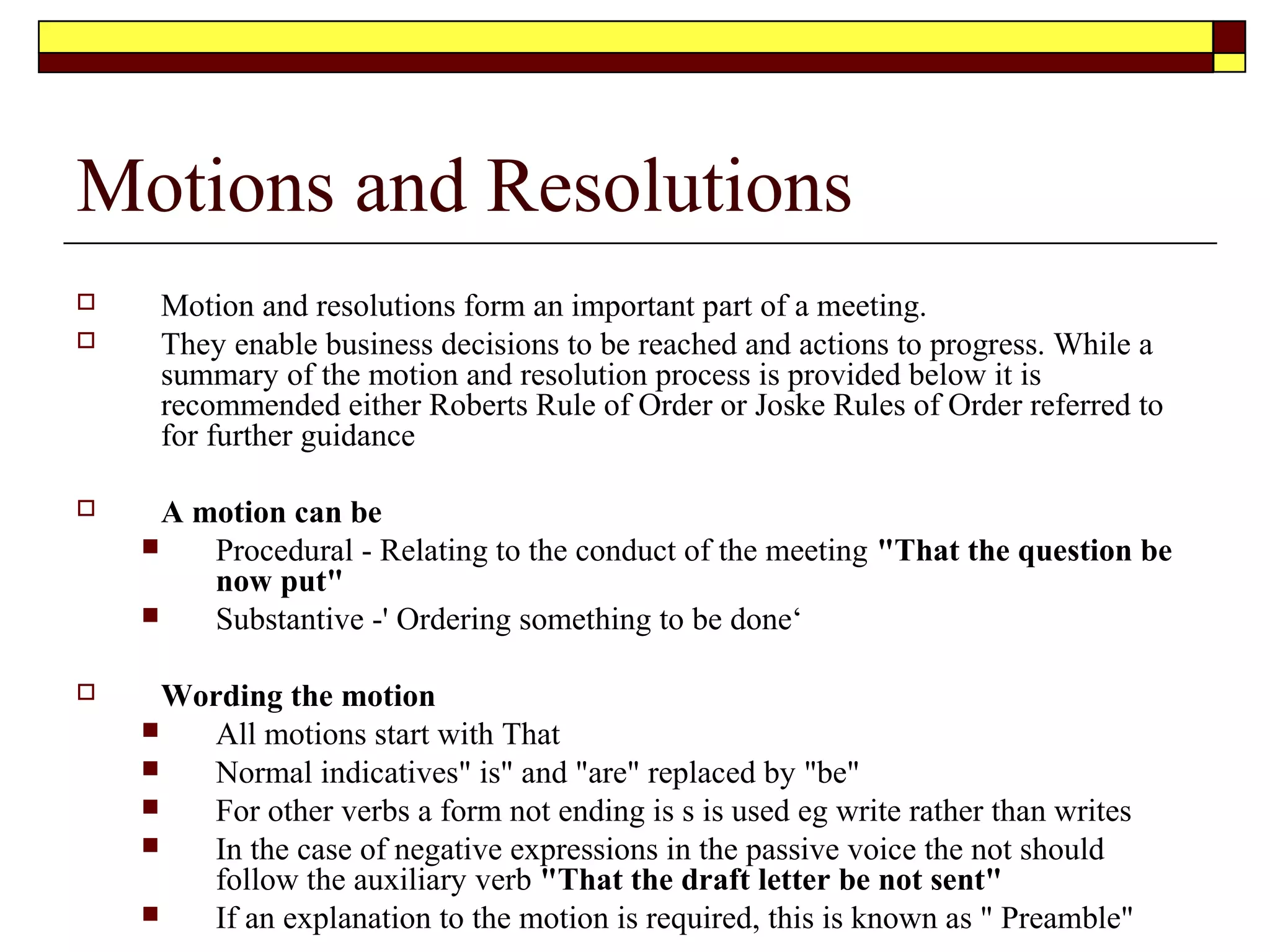 Meeting procedures | PPT